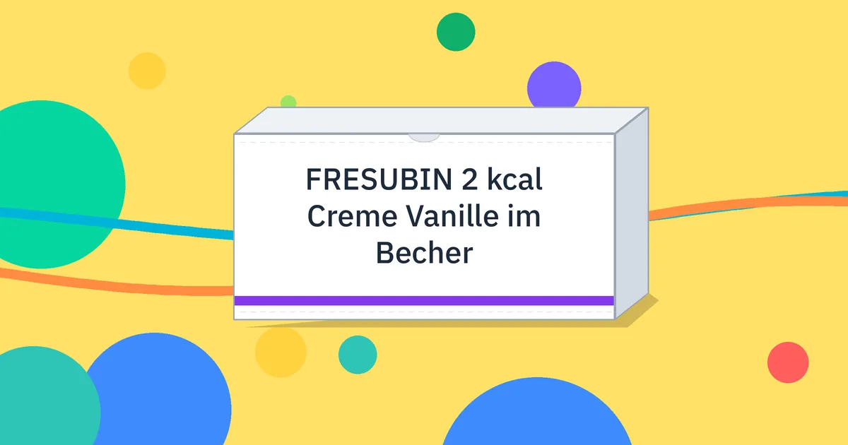 Symbolbild: Packung mit der Aufschrift FRESUBIN 2 kcal Creme Vanille im Becher (PZN 19793457) – Verfügbarkeit und Bezug in Apotheken in Frankfurt am Main