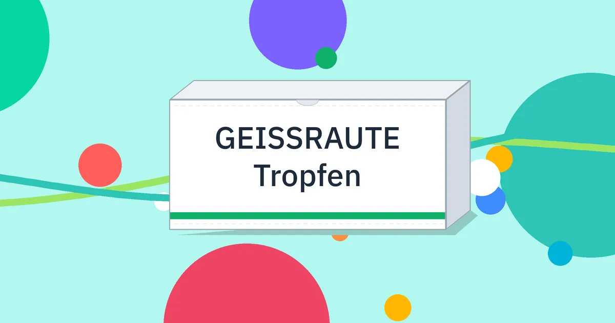 Symbolbild: Packung mit der Aufschrift GEISSRAUTE Tropfen (PZN 18431976) – Verfügbarkeit und Bezug in Apotheken in Frankfurt am Main