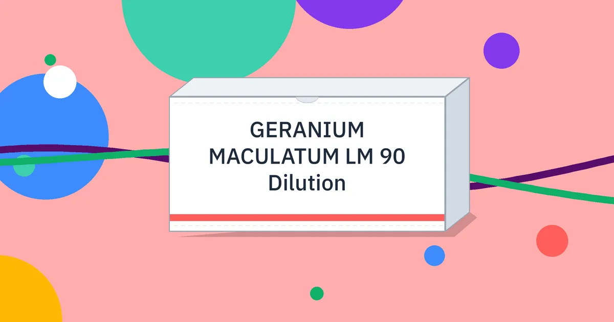 Symbolbild: Packung mit der Aufschrift GERANIUM MACULATUM LM 90 Dilution (PZN 12876967) – Verfügbarkeit und Bezug in Apotheken in Frankfurt am Main