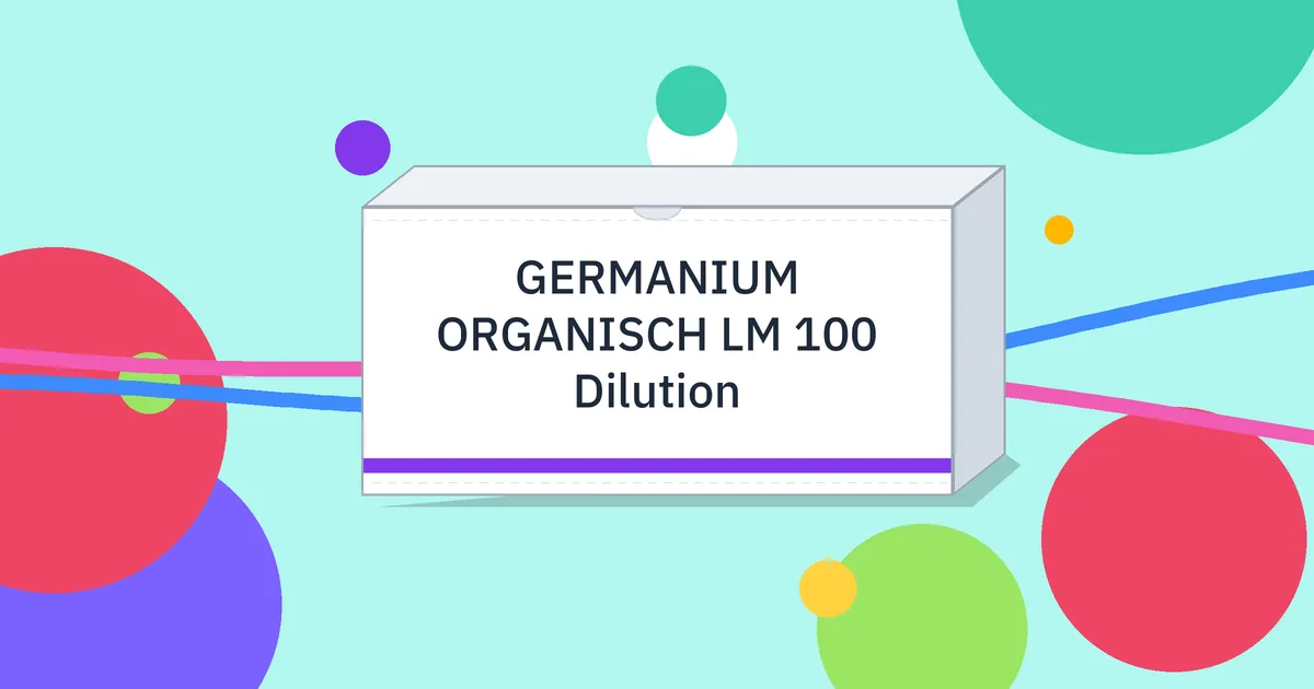 Symbolbild: Packung mit der Aufschrift GERMANIUM ORGANISCH LM 100 Dilution (PZN 16364023) – Verfügbarkeit und Bezug in Apotheken in Frankfurt am Main