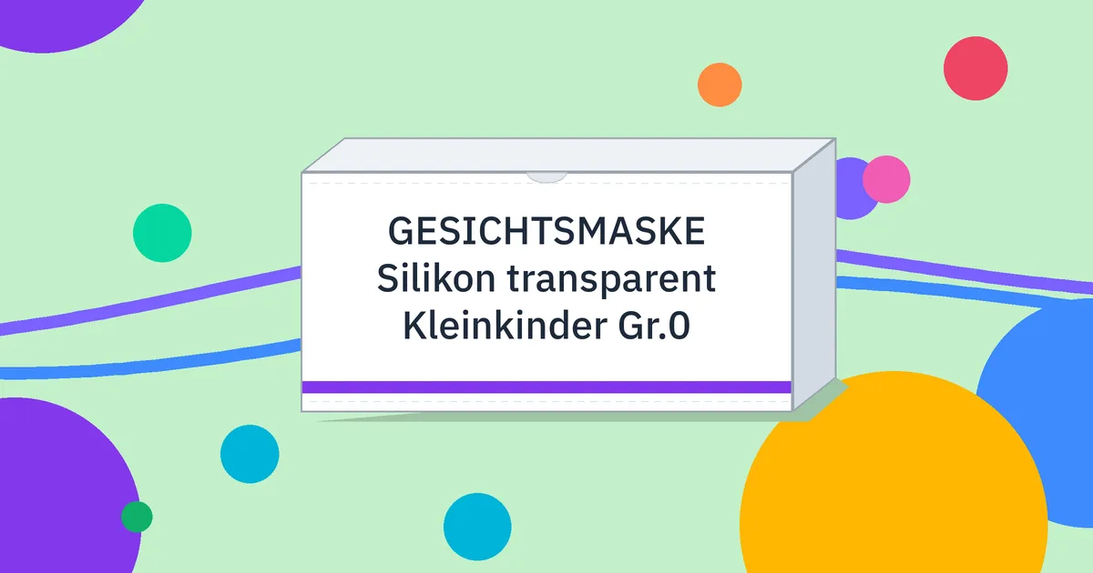 Symbolbild: Packung mit der Aufschrift GESICHTSMASKE Silikon transparent Kleinkinder Gr.0 (PZN 02475894) – Verfügbarkeit und Bezug in Apotheken in Frankfurt am Main