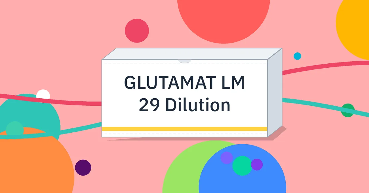 Symbolbild: Packung mit der Aufschrift GLUTAMAT LM 29 Dilution (PZN 12879612) – Verfügbarkeit und Bezug in Apotheken in Frankfurt am Main