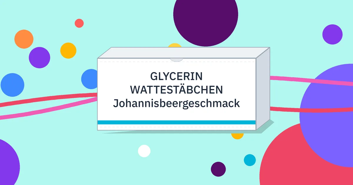 Symbolbild: Packung mit der Aufschrift GLYCERIN WATTESTÄBCHEN Johannisbeergeschmack (PZN 08726009) – Verfügbarkeit und Bezug in Apotheken in Frankfurt am Main