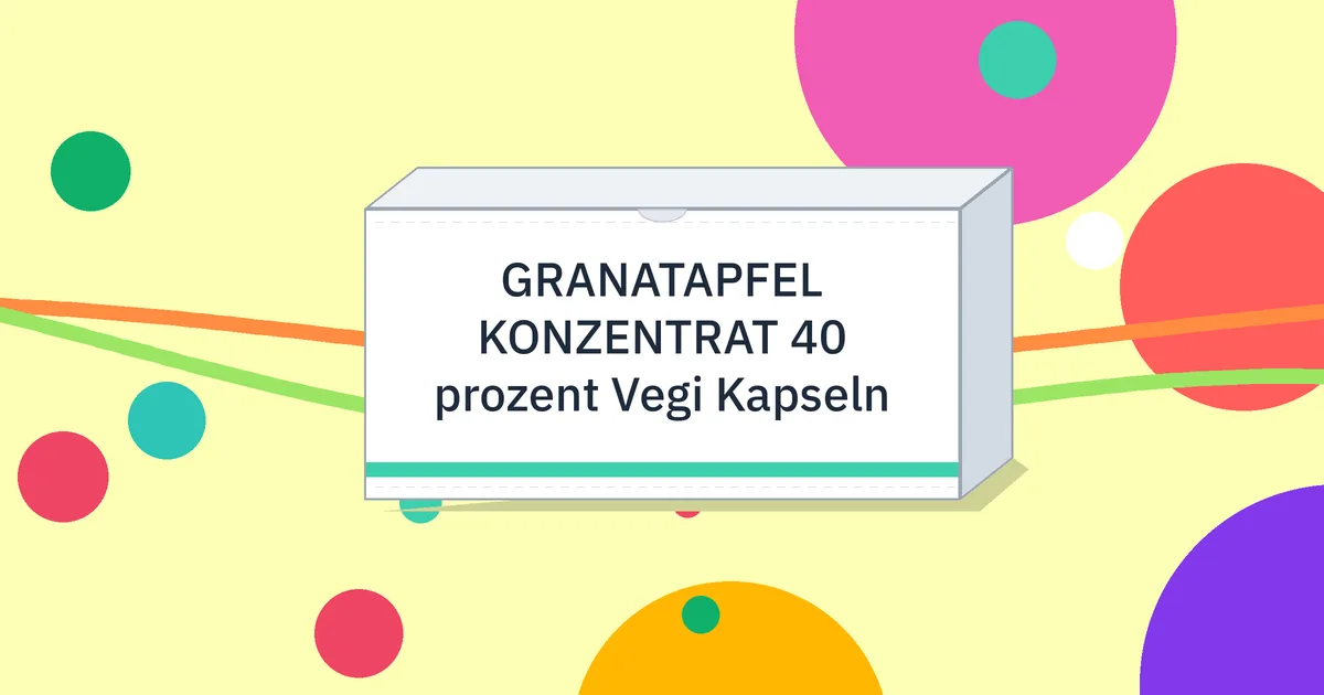 Symbolbild: Packung mit der Aufschrift GRANATAPFEL KONZENTRAT 40 prozent Vegi Kapseln (PZN 04446721) – Verfügbarkeit und Bezug in Apotheken in Frankfurt am Main