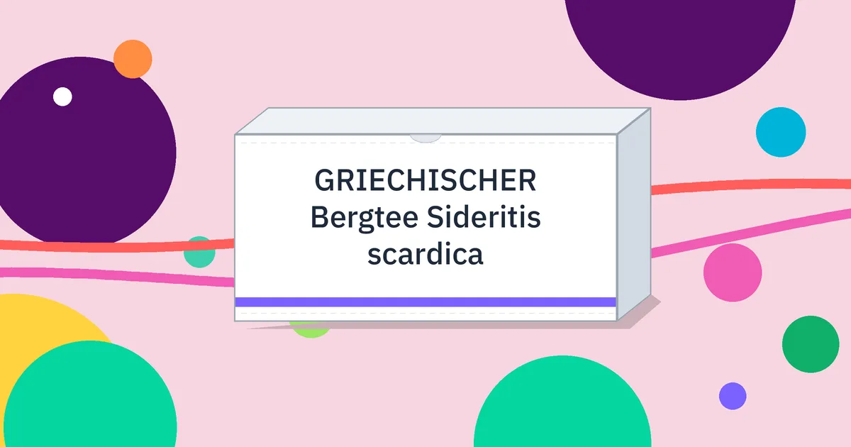 Symbolbild: Packung mit der Aufschrift GRIECHISCHER Bergtee Sideritis scardica (PZN 15435324) – Verfügbarkeit und Bezug in Apotheken in Frankfurt am Main