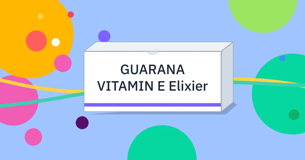 Symbolbild: Packung mit der Aufschrift GUARANA VITAMIN E Elixier (PZN 07548675) – Verfügbarkeit und Bezug in Apotheken in Frankfurt am Main