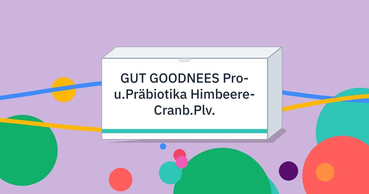Symbolbild: Packung mit der Aufschrift GUT GOODNEES Pro- u.Präbiotika Himbeere-Cranb.Plv. (PZN 18651666) – Verfügbarkeit und Bezug in Apotheken in Frankfurt am Main