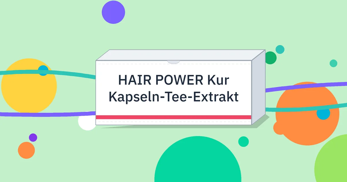 Symbolbild: Packung mit der Aufschrift HAIR POWER Kur Kapseln-Tee-Extrakt (PZN 15242654) – Verfügbarkeit und Bezug in Apotheken in Frankfurt am Main