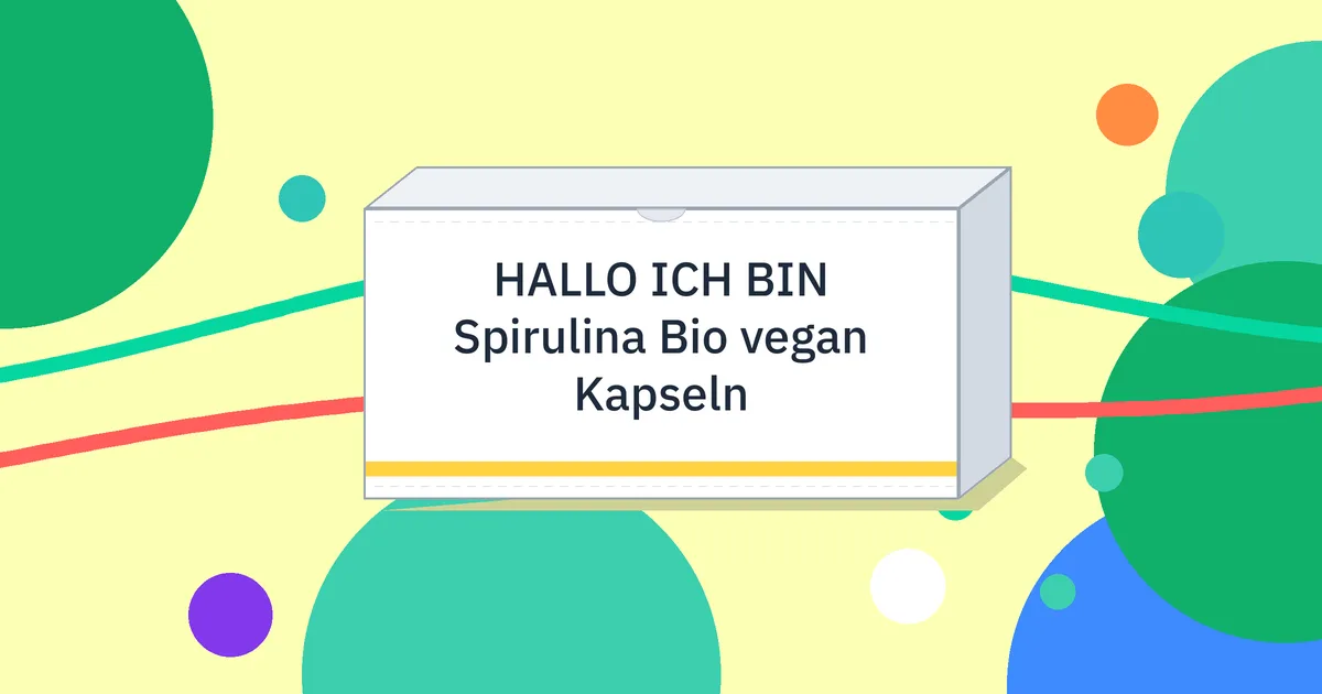 Symbolbild: Packung mit der Aufschrift HALLO ICH BIN Spirulina Bio vegan Kapseln (PZN 14293922) – Verfügbarkeit und Bezug in Apotheken in Frankfurt am Main