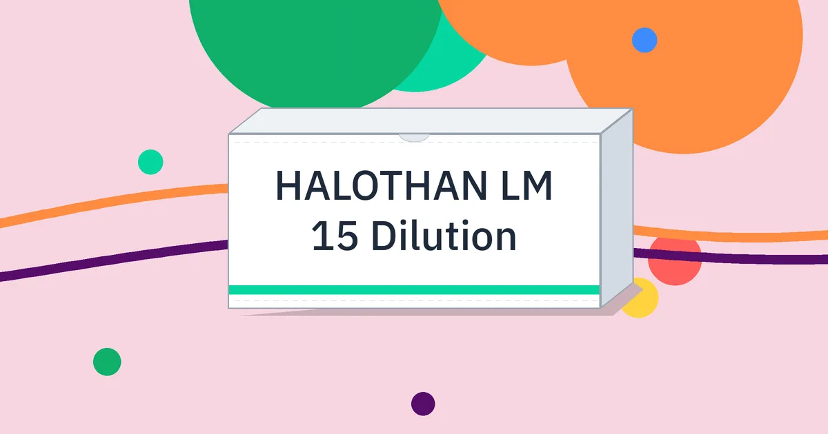 Symbolbild: Packung mit der Aufschrift HALOTHAN LM 15 Dilution (PZN 12884010) – Verfügbarkeit und Bezug in Apotheken in Frankfurt am Main