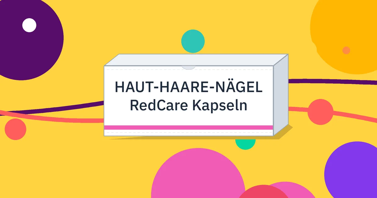 Symbolbild: Packung mit der Aufschrift HAUT-HAARE-NÄGEL RedCare Kapseln (PZN 17284148) – Verfügbarkeit und Bezug in Apotheken in Frankfurt am Main