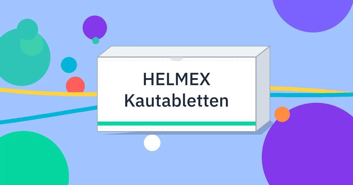 Symbolbild: Packung mit der Aufschrift HELMEX Kautabletten (PZN 03259460) – Verfügbarkeit und Bezug in Apotheken in Frankfurt am Main