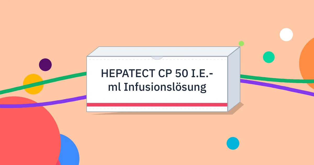 Symbolbild: Packung mit der Aufschrift HEPATECT CP 50 I.E.-ml Infusionslösung (PZN 16604295) – Verfügbarkeit und Bezug in Apotheken in Frankfurt am Main