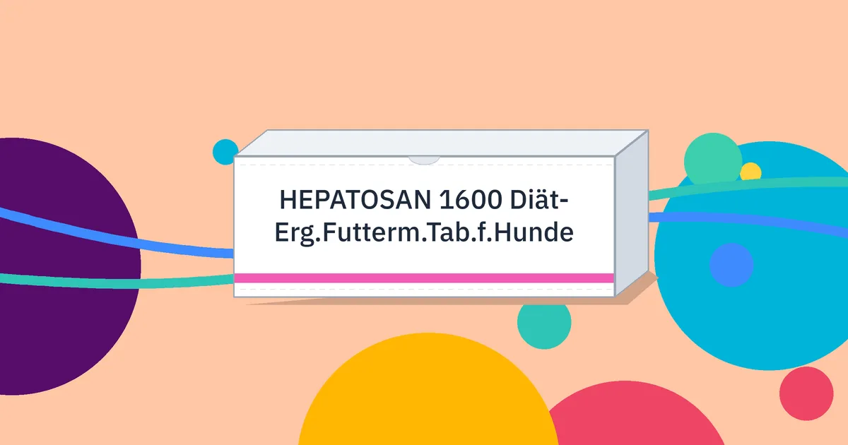 Symbolbild: Packung mit der Aufschrift HEPATOSAN 1600 Diät-Erg.Futterm.Tab.f.Hunde (PZN 13501086) – Verfügbarkeit und Bezug in Apotheken in Frankfurt am Main