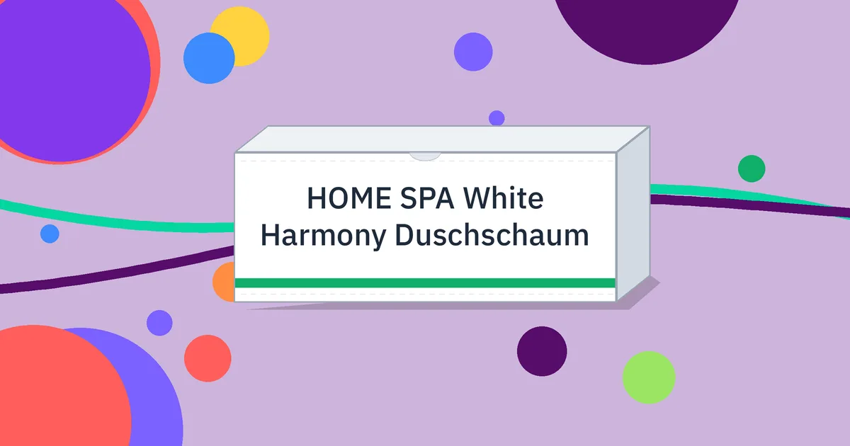 Symbolbild: Packung mit der Aufschrift HOME SPA White Harmony Duschschaum (PZN 18678027) – Verfügbarkeit und Bezug in Apotheken in Frankfurt am Main