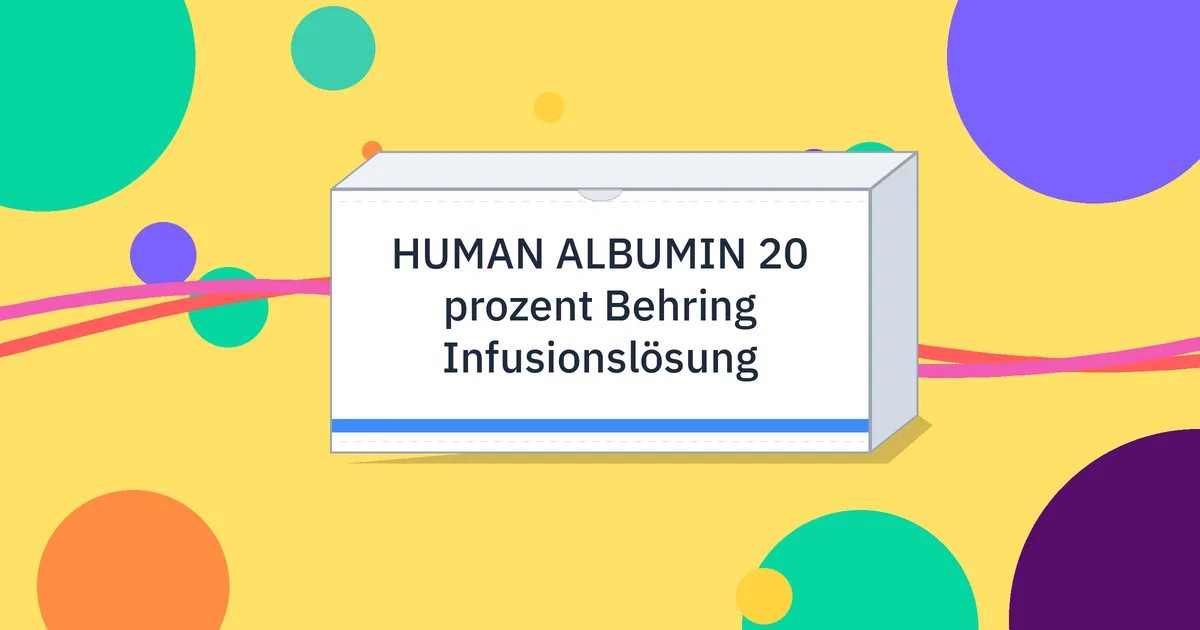 Symbolbild: Packung mit der Aufschrift HUMAN ALBUMIN 20 prozent Behring Infusionslösung (PZN 01468366) – Verfügbarkeit und Bezug in Apotheken in Frankfurt am Main