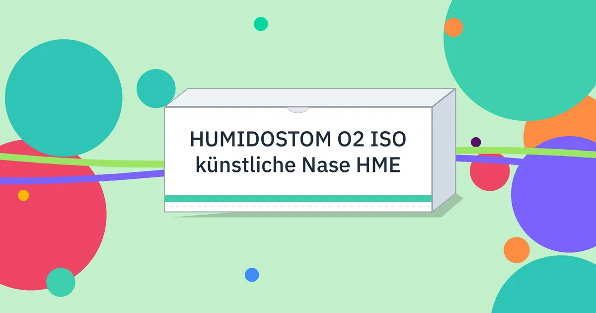 Symbolbild: Packung mit der Aufschrift HUMIDOSTOM O2 ISO künstliche Nase HME (PZN 18027293) – Verfügbarkeit und Bezug in Apotheken in Frankfurt am Main