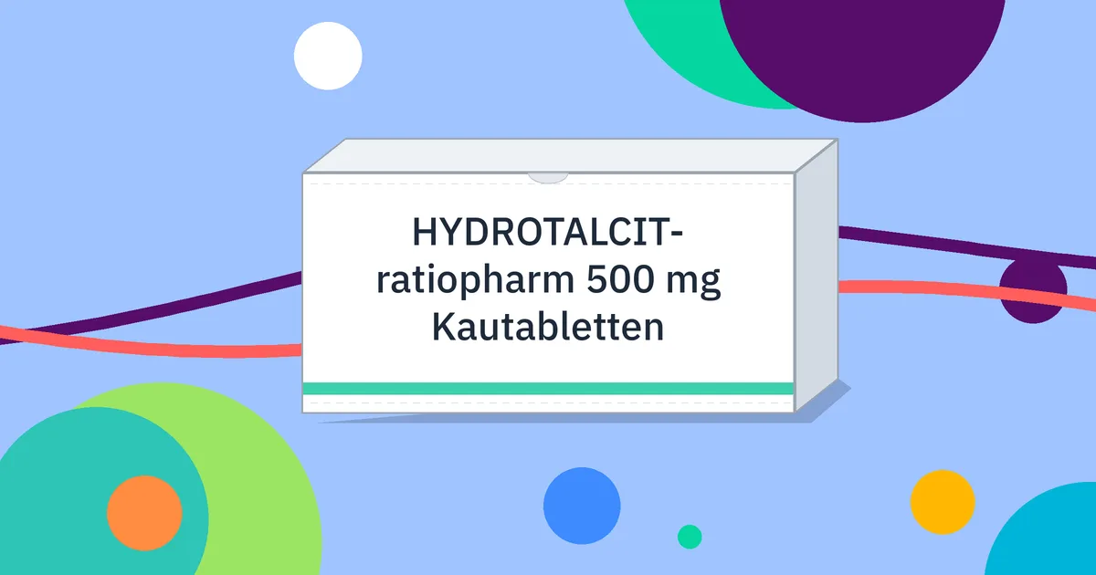 Symbolbild: Packung mit der Aufschrift HYDROTALCIT-ratiopharm 500 mg Kautabletten (PZN 07106003) – Verfügbarkeit und Bezug in Apotheken in Frankfurt am Main
