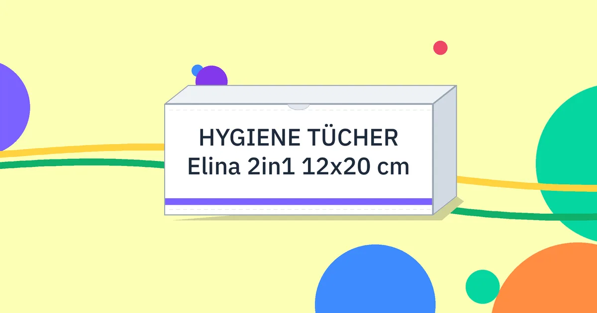 Symbolbild: Packung mit der Aufschrift HYGIENE TÜCHER Elina 2in1 12x20 cm (PZN 18251688) – Verfügbarkeit und Bezug in Apotheken in Frankfurt am Main