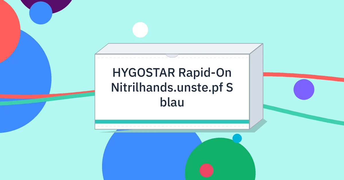 Symbolbild: Packung mit der Aufschrift HYGOSTAR Rapid-On Nitrilhands.unste.pf S blau (PZN 20774838) – Verfügbarkeit und Bezug in Apotheken in Frankfurt am Main
