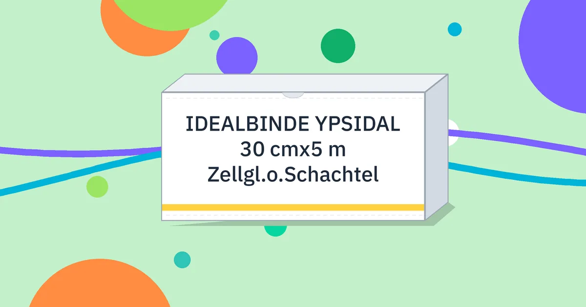 Symbolbild: Packung mit der Aufschrift IDEALBINDE YPSIDAL 30 cmx5 m Zellgl.o.Schachtel (PZN 03307779) – Verfügbarkeit und Bezug in Apotheken in Frankfurt am Main