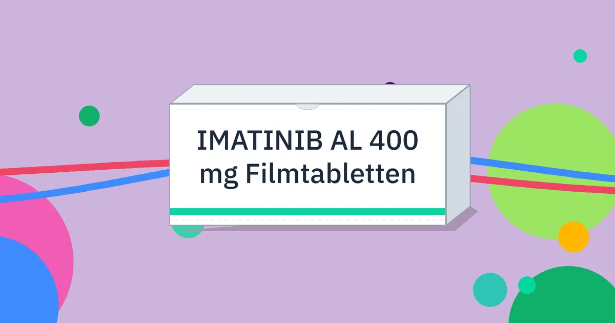 Symbolbild: Packung mit der Aufschrift IMATINIB AL 400 mg Filmtabletten (PZN 12654480) – Verfügbarkeit und Bezug in Apotheken in Frankfurt am Main