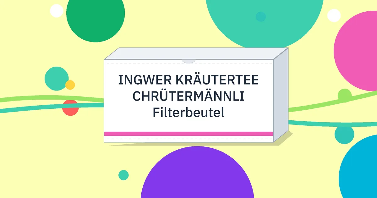 Symbolbild: Packung mit der Aufschrift INGWER KRÄUTERTEE CHRÜTERMÄNNLI Filterbeutel (PZN 11011627) – Verfügbarkeit und Bezug in Apotheken in Frankfurt am Main