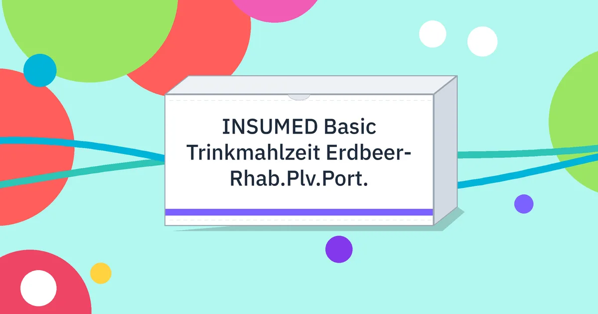 Symbolbild: Packung mit der Aufschrift INSUMED Basic Trinkmahlzeit Erdbeer-Rhab.Plv.Port. (PZN 19922564) – Verfügbarkeit und Bezug in Apotheken in Frankfurt am Main