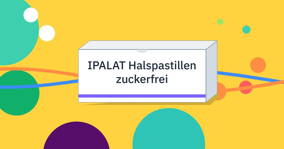 Symbolbild: Packung mit der Aufschrift IPALAT Halspastillen zuckerfrei (PZN 03991095) – Verfügbarkeit und Bezug in Apotheken in Frankfurt am Main