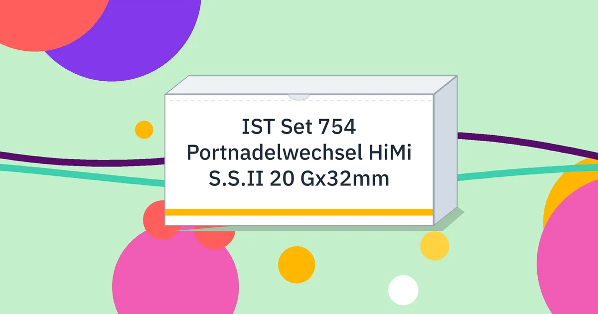 Symbolbild: Packung mit der Aufschrift IST Set 754 Portnadelwechsel HiMi S.S.II 20 Gx32mm (PZN 15895190) – Verfügbarkeit und Bezug in Apotheken in Frankfurt am Main