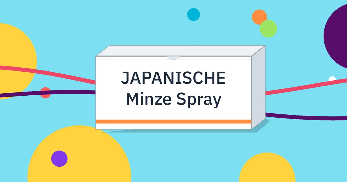 Symbolbild: Packung mit der Aufschrift JAPANISCHE Minze Spray (PZN 19141513) – Verfügbarkeit und Bezug in Apotheken in Frankfurt am Main