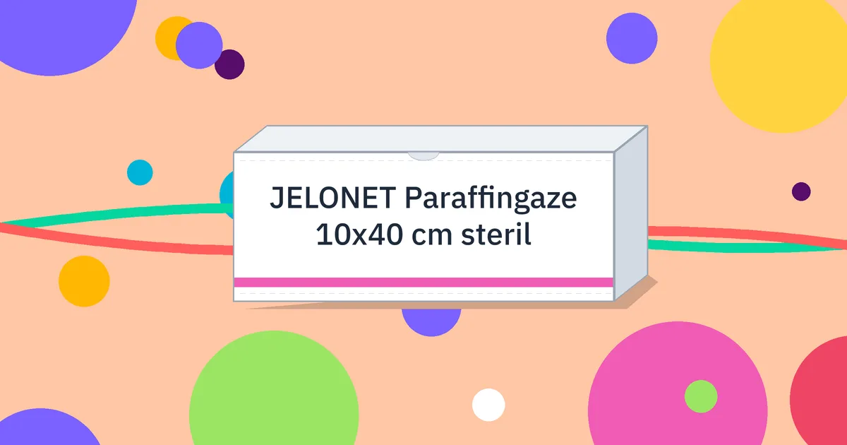 Symbolbild: Packung mit der Aufschrift JELONET Paraffingaze 10x40 cm steril (PZN 06718508) – Verfügbarkeit und Bezug in Apotheken in Frankfurt am Main