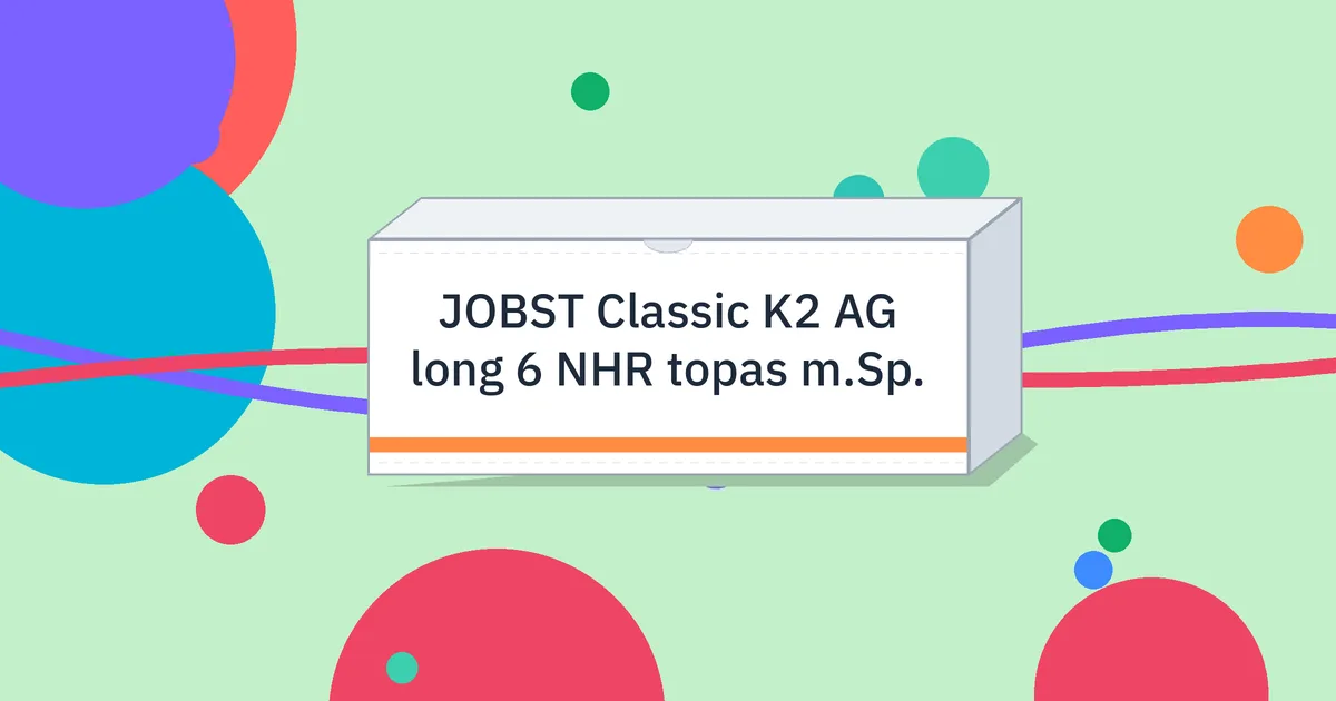 Symbolbild: Packung mit der Aufschrift JOBST Classic K2 AG long 6 NHR topas m.Sp. (PZN 13062497) – Verfügbarkeit und Bezug in Apotheken in Frankfurt am Main