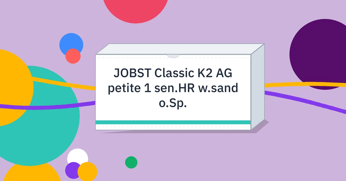 Symbolbild: Packung mit der Aufschrift JOBST Classic K2 AG petite 1 sen.HR w.sand o.Sp. (PZN 17961896) – Verfügbarkeit und Bezug in Apotheken in Frankfurt am Main