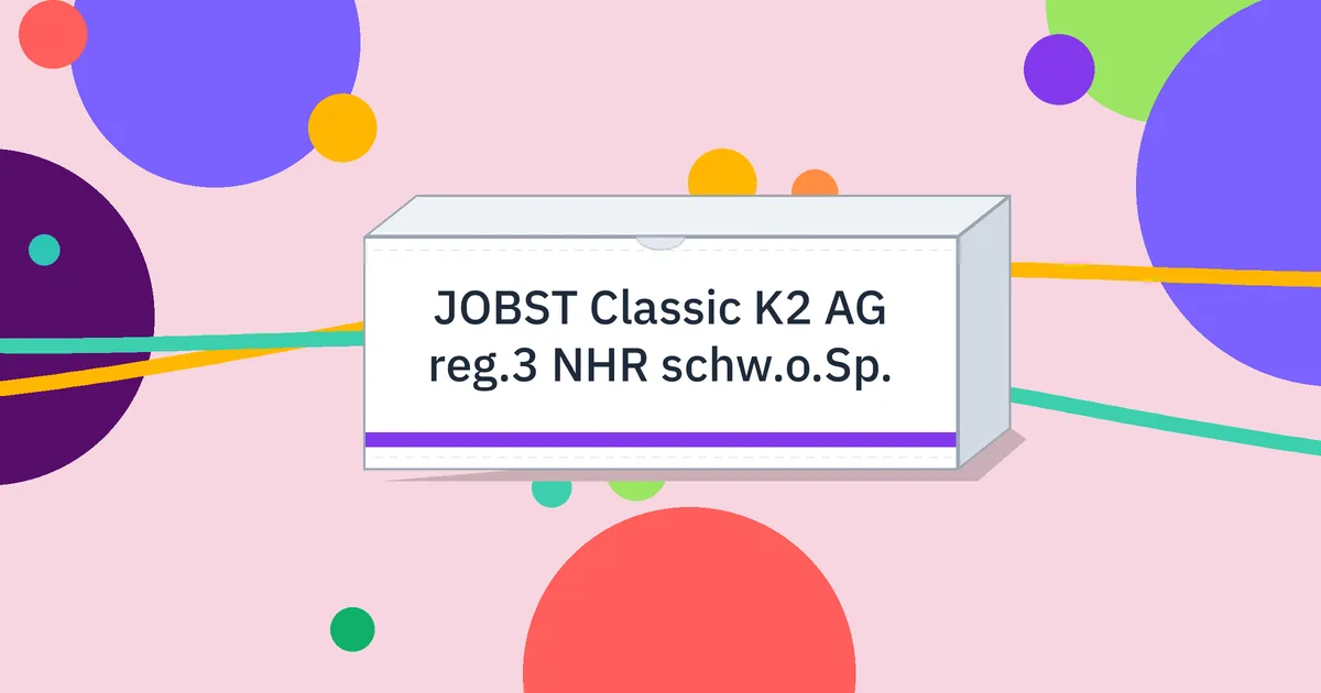 Symbolbild: Packung mit der Aufschrift JOBST Classic K2 AG reg.3 NHR schw.o.Sp. (PZN 11271825) – Verfügbarkeit und Bezug in Apotheken in Frankfurt am Main