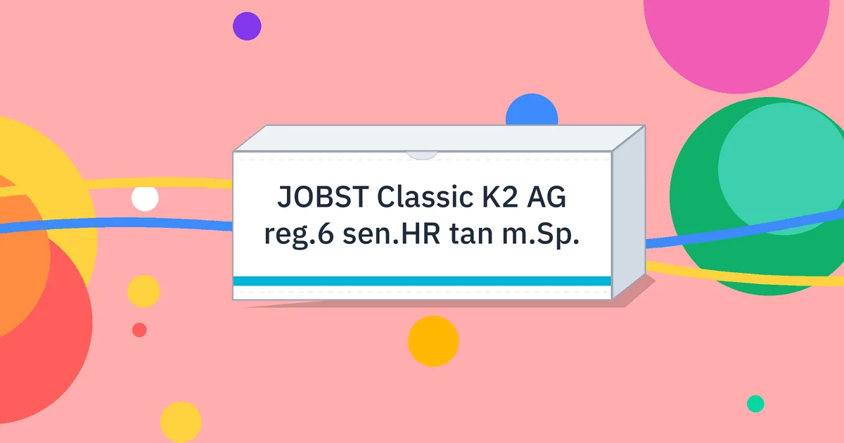 Symbolbild: Packung mit der Aufschrift JOBST Classic K2 AG reg.6 sen.HR tan m.Sp. (PZN 17960307) – Verfügbarkeit und Bezug in Apotheken in Frankfurt am Main
