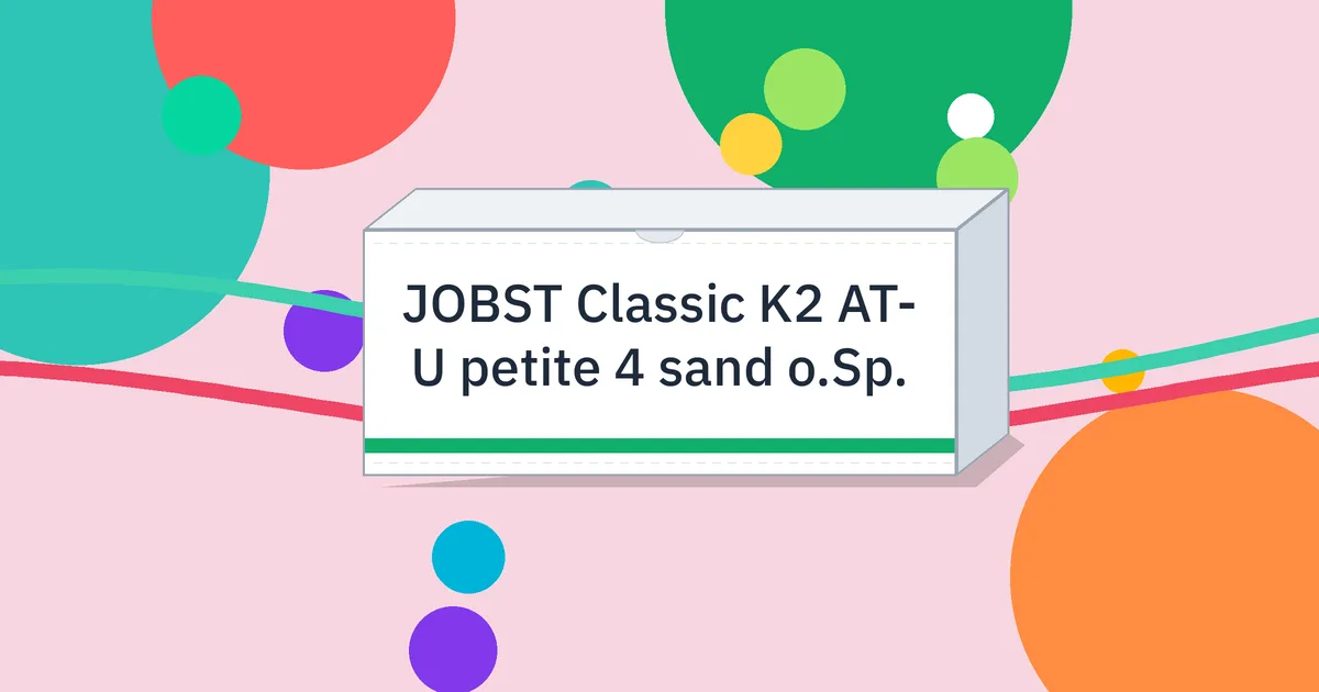 Symbolbild: Packung mit der Aufschrift JOBST Classic K2 AT-U petite 4 sand o.Sp. (PZN 13068465) – Verfügbarkeit und Bezug in Apotheken in Frankfurt am Main