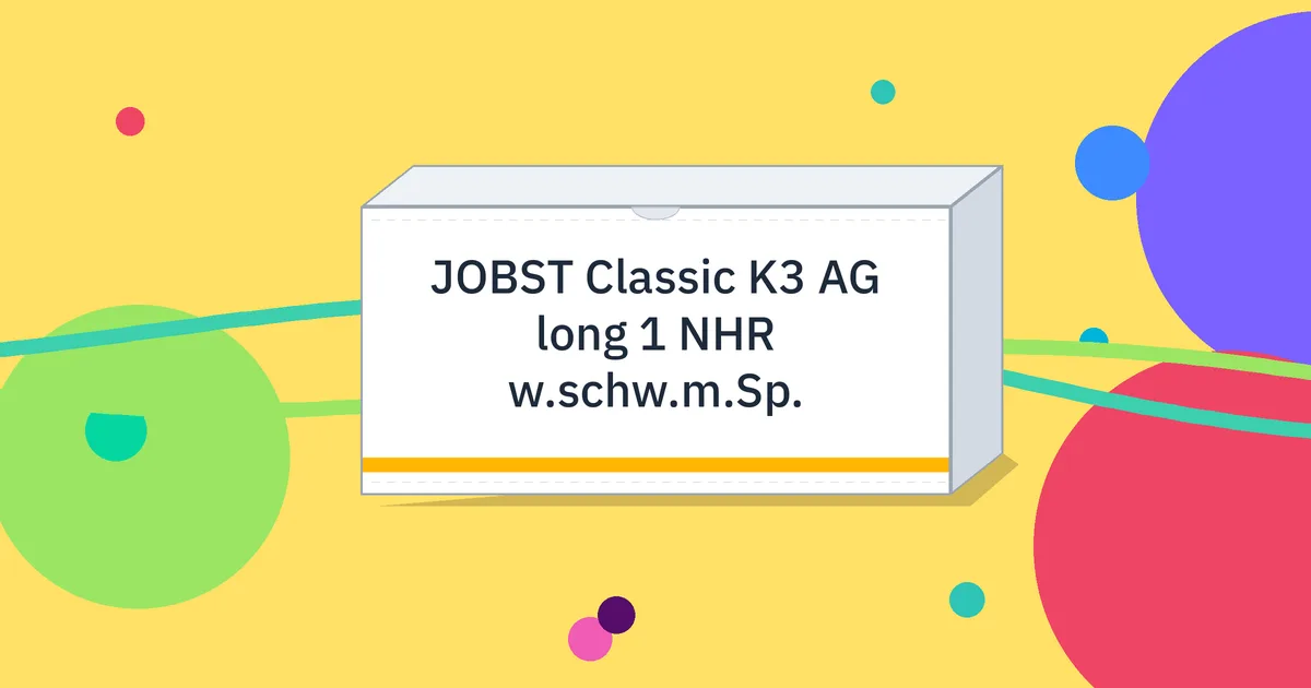 Symbolbild: Packung mit der Aufschrift JOBST Classic K3 AG long 1 NHR w.schw.m.Sp. (PZN 13071941) – Verfügbarkeit und Bezug in Apotheken in Frankfurt am Main