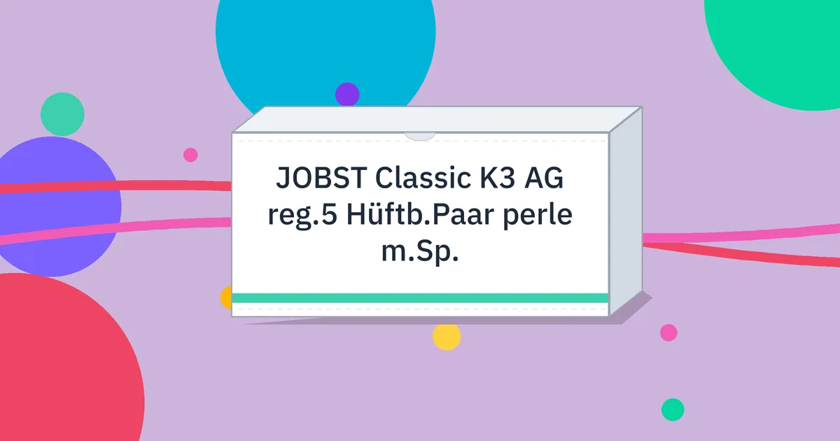 Symbolbild: Packung mit der Aufschrift JOBST Classic K3 AG reg.5 Hüftb.Paar perle m.Sp. (PZN 13075790) – Verfügbarkeit und Bezug in Apotheken in Frankfurt am Main