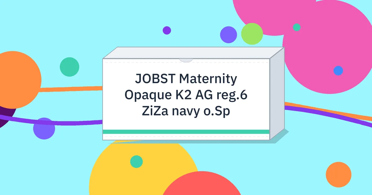 Symbolbild: Packung mit der Aufschrift JOBST Maternity Opaque K2 AG reg.6 ZiZa navy o.Sp (PZN 15860493) – Verfügbarkeit und Bezug in Apotheken in Frankfurt am Main