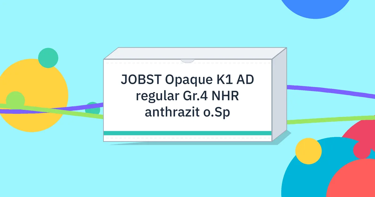 Symbolbild: Packung mit der Aufschrift JOBST Opaque K1 AD regular Gr.4 NHR anthrazit o.Sp (PZN 16263500) – Verfügbarkeit und Bezug in Apotheken in Frankfurt am Main