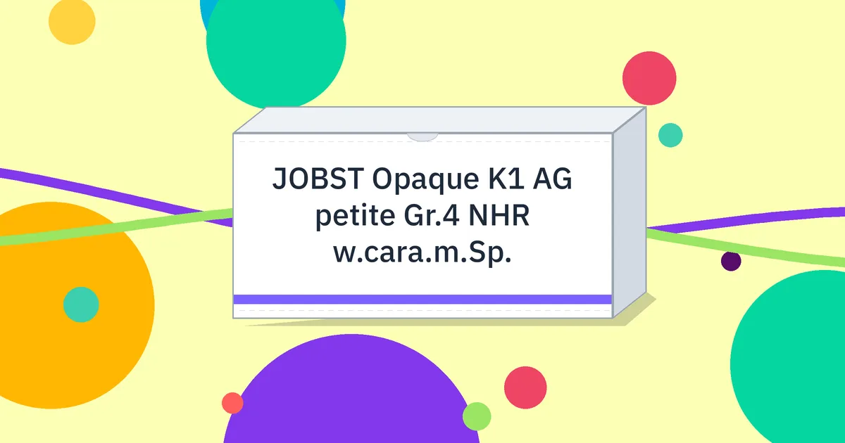 Symbolbild: Packung mit der Aufschrift JOBST Opaque K1 AG petite Gr.4 NHR w.cara.m.Sp. (PZN 13084872) – Verfügbarkeit und Bezug in Apotheken in Frankfurt am Main