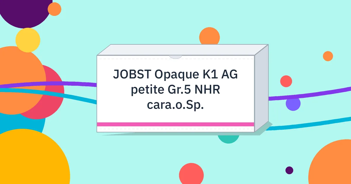 Symbolbild: Packung mit der Aufschrift JOBST Opaque K1 AG petite Gr.5 NHR cara.o.Sp. (PZN 13088083) – Verfügbarkeit und Bezug in Apotheken in Frankfurt am Main