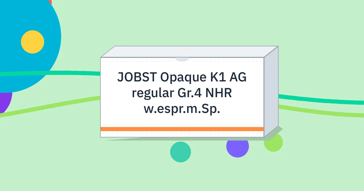 Symbolbild: Packung mit der Aufschrift JOBST Opaque K1 AG regular Gr.4 NHR w.espr.m.Sp. (PZN 16267478) – Verfügbarkeit und Bezug in Apotheken in Frankfurt am Main