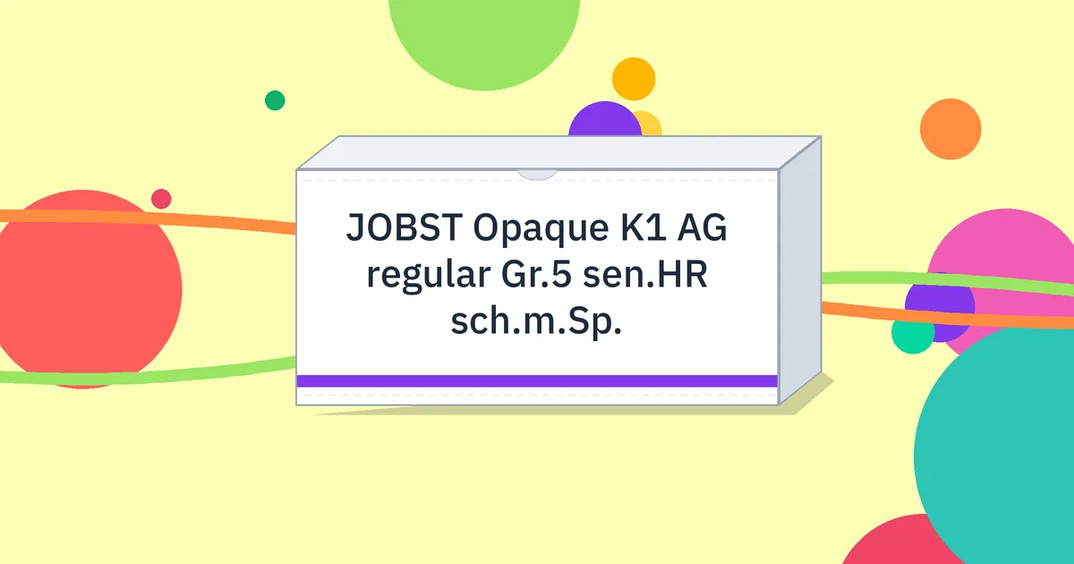 Symbolbild: Packung mit der Aufschrift JOBST Opaque K1 AG regular Gr.5 sen.HR sch.m.Sp. (PZN 13092831) – Verfügbarkeit und Bezug in Apotheken in Frankfurt am Main