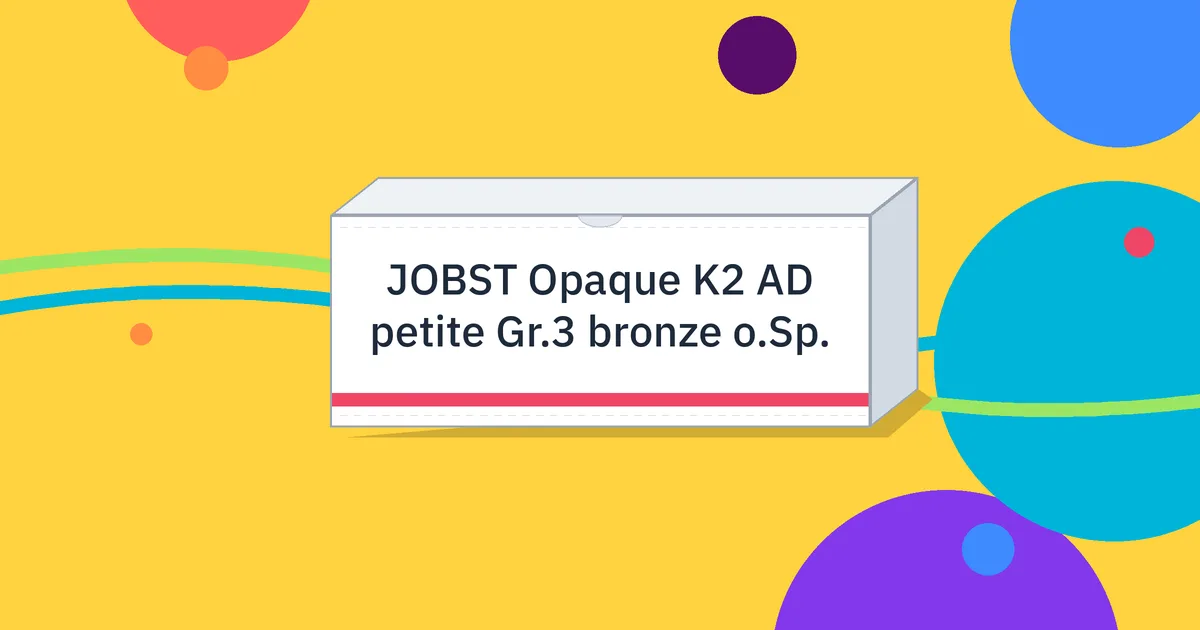 Symbolbild: Packung mit der Aufschrift JOBST Opaque K2 AD petite Gr.3 bronze o.Sp. (PZN 13109460) – Verfügbarkeit und Bezug in Apotheken in Frankfurt am Main