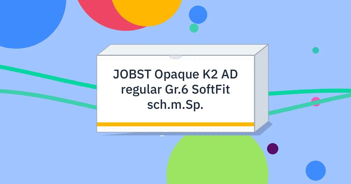 Symbolbild: Packung mit der Aufschrift JOBST Opaque K2 AD regular Gr.6 SoftFit sch.m.Sp. (PZN 11250208) – Verfügbarkeit und Bezug in Apotheken in Frankfurt am Main