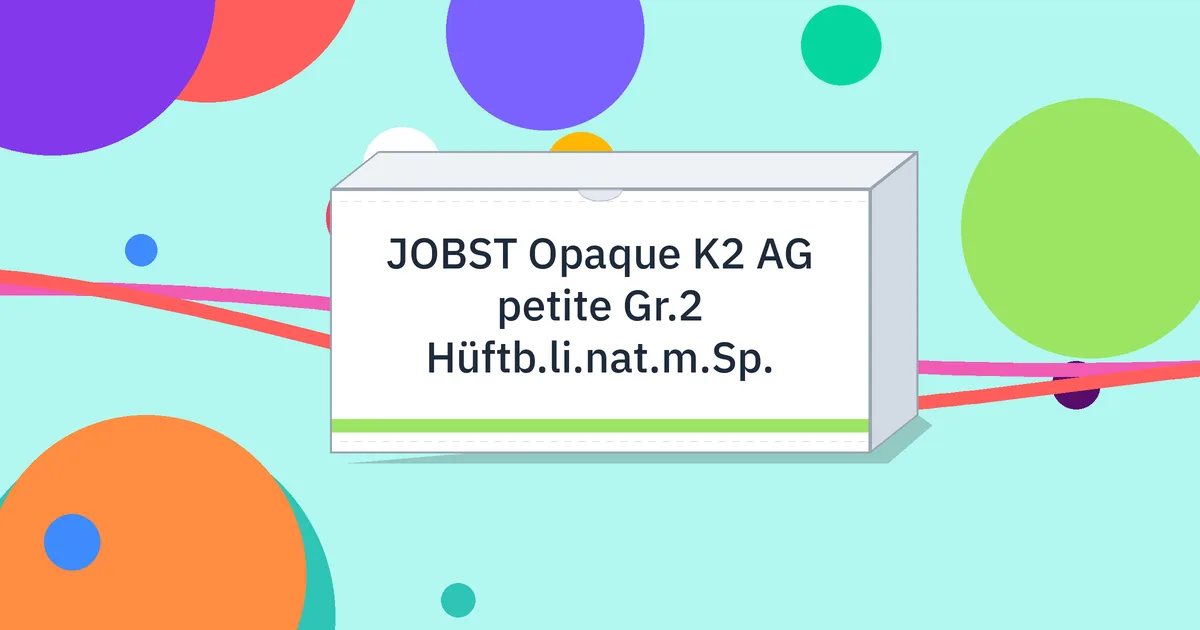 Symbolbild: Packung mit der Aufschrift JOBST Opaque K2 AG petite Gr.2 Hüftb.li.nat.m.Sp. (PZN 13113668) – Verfügbarkeit und Bezug in Apotheken in Frankfurt am Main
