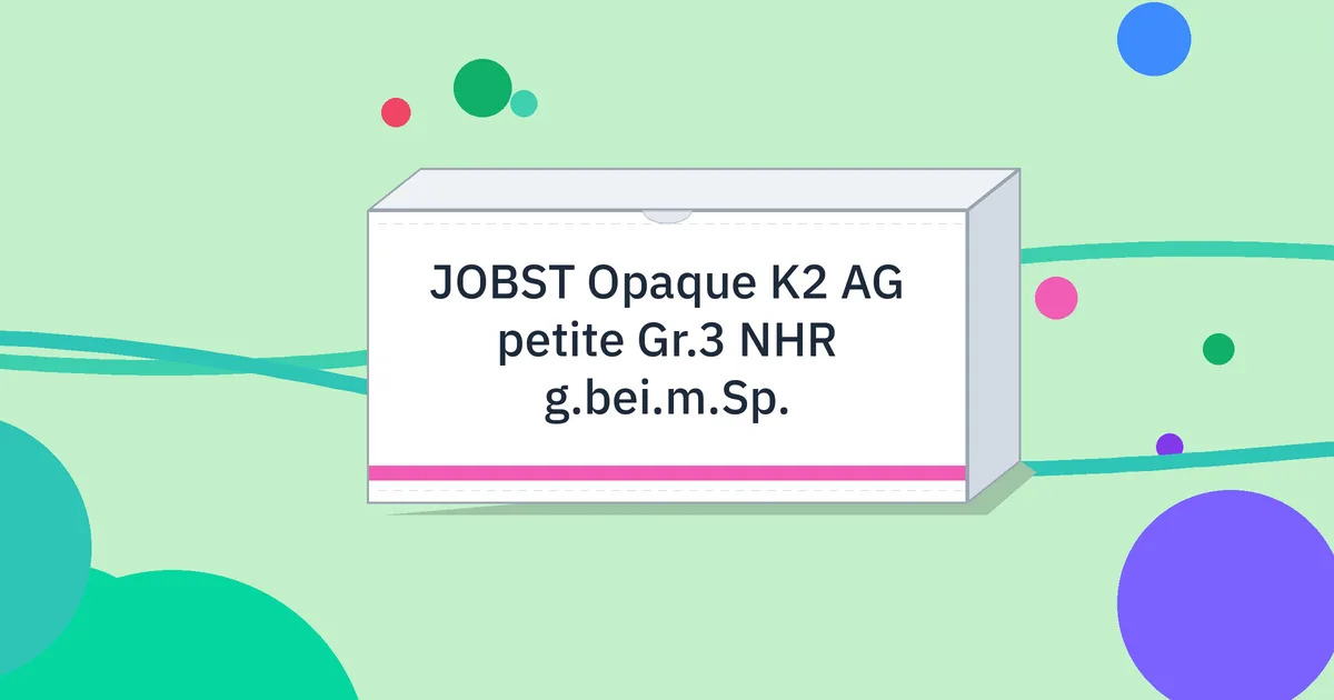 Symbolbild: Packung mit der Aufschrift JOBST Opaque K2 AG petite Gr.3 NHR g.bei.m.Sp. (PZN 16283709) – Verfügbarkeit und Bezug in Apotheken in Frankfurt am Main