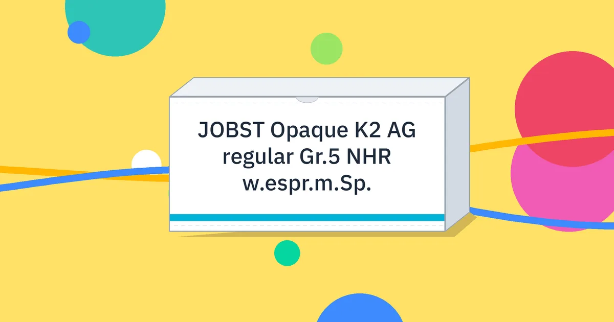 Symbolbild: Packung mit der Aufschrift JOBST Opaque K2 AG regular Gr.5 NHR w.espr.m.Sp. (PZN 16282325) – Verfügbarkeit und Bezug in Apotheken in Frankfurt am Main